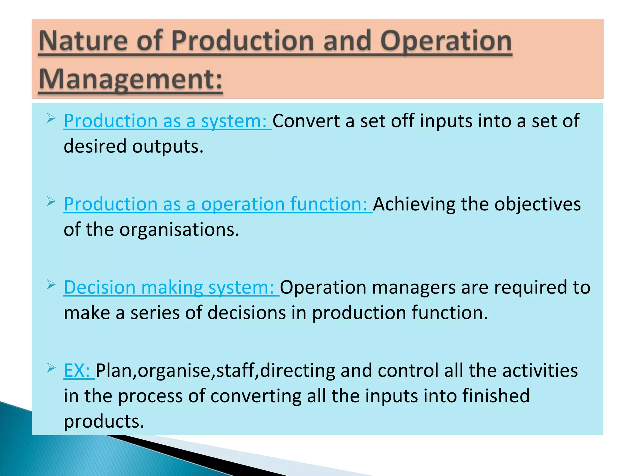 Production and operation management | PPT