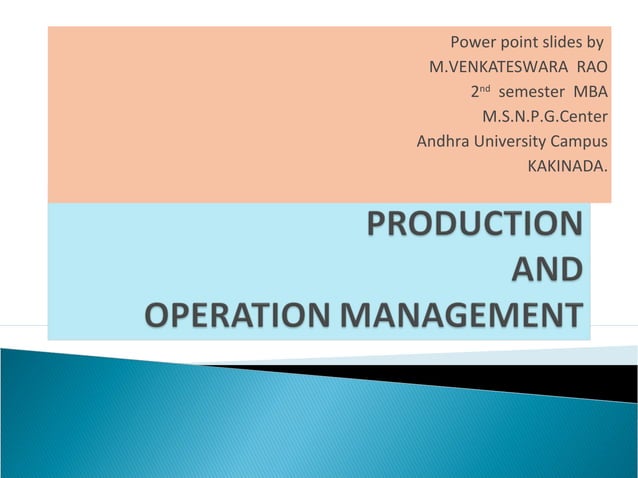 Production and operation management | PPT