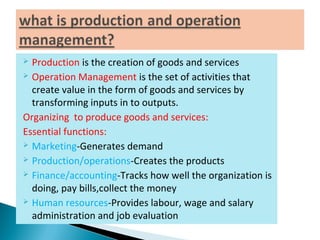 Production and operation management | PPT