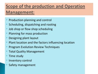 Production and operation management | PPT