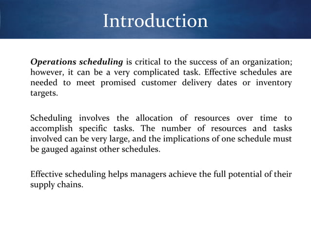 Operations Scheduling | PPT