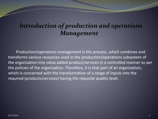 Production And Operations Management | PPTX