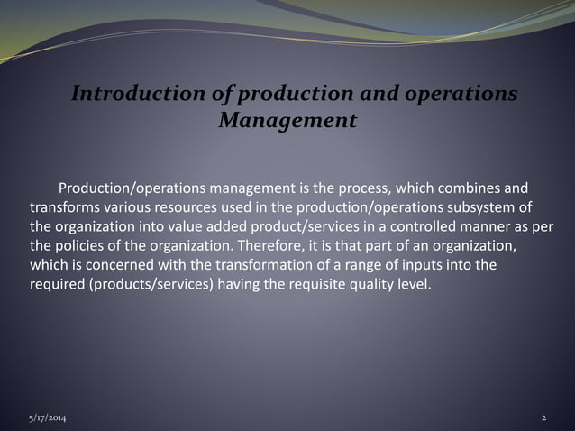 Production And Operations Management | PPTX
