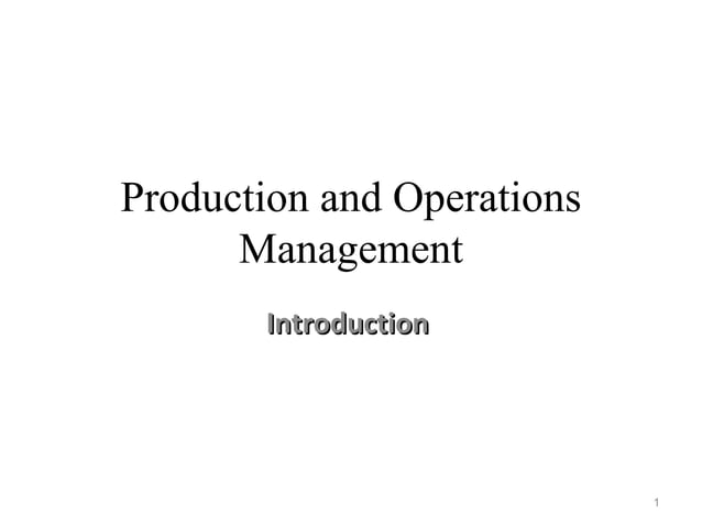Production and operations management | PPT