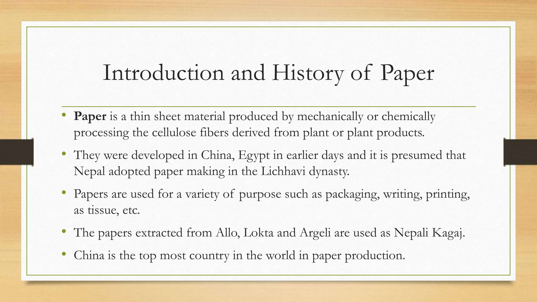 Production and Quality of Paper for UG or lower | PPT