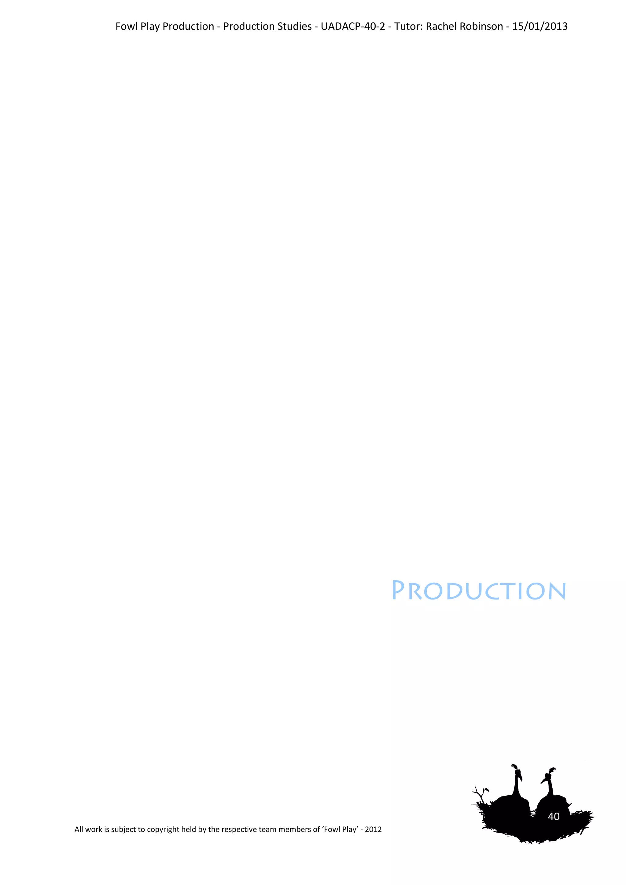 Production bible fowl_play | PDF