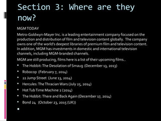 Production centre the studio system mgm | ODP