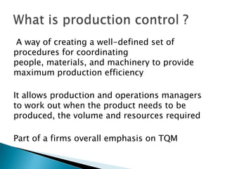 Production control presentation | PPTX