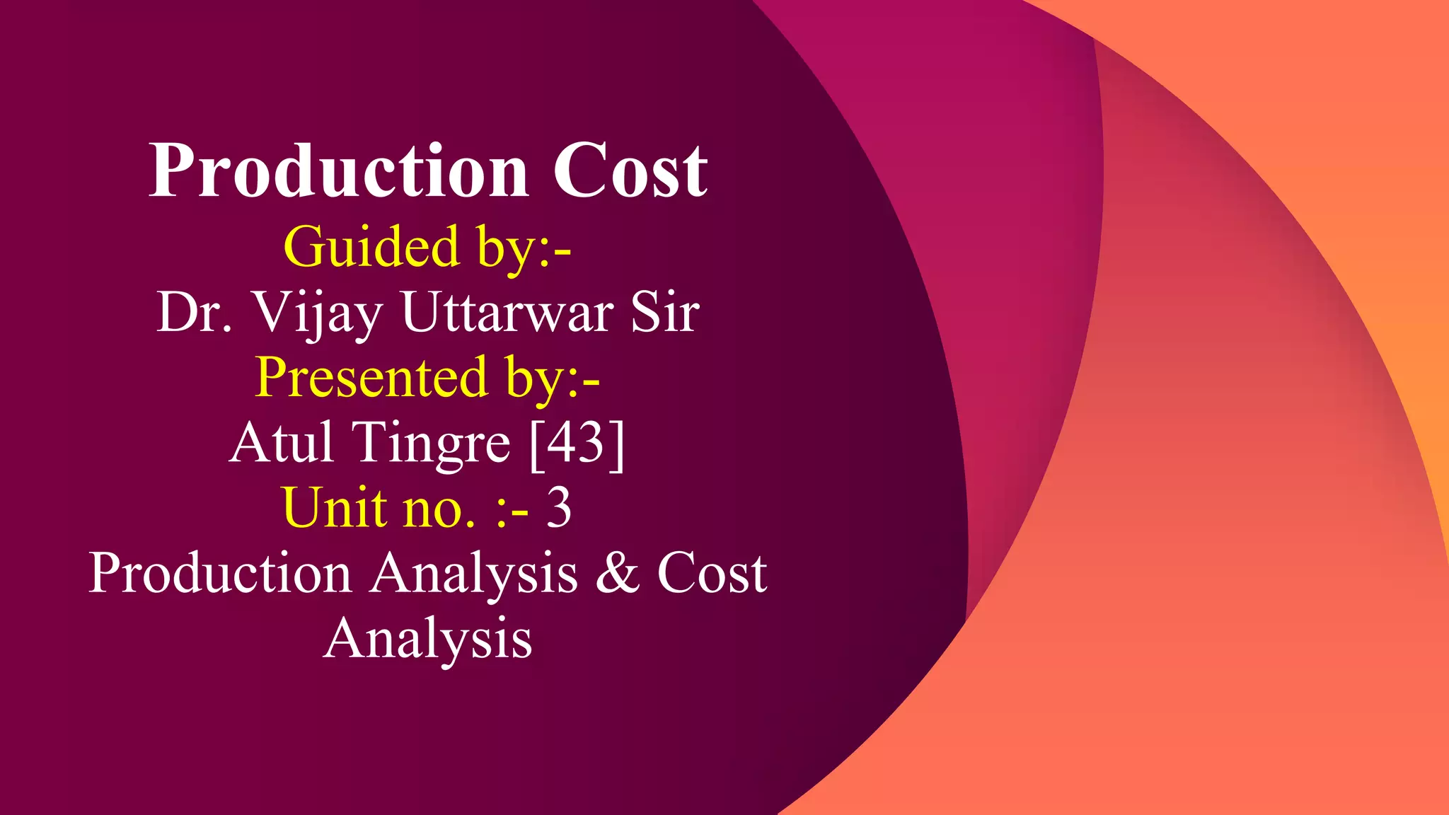 Production cost | PDF