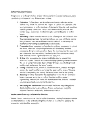 Production Cost of Coffee Understanding the Economics and Key Factors | PDF