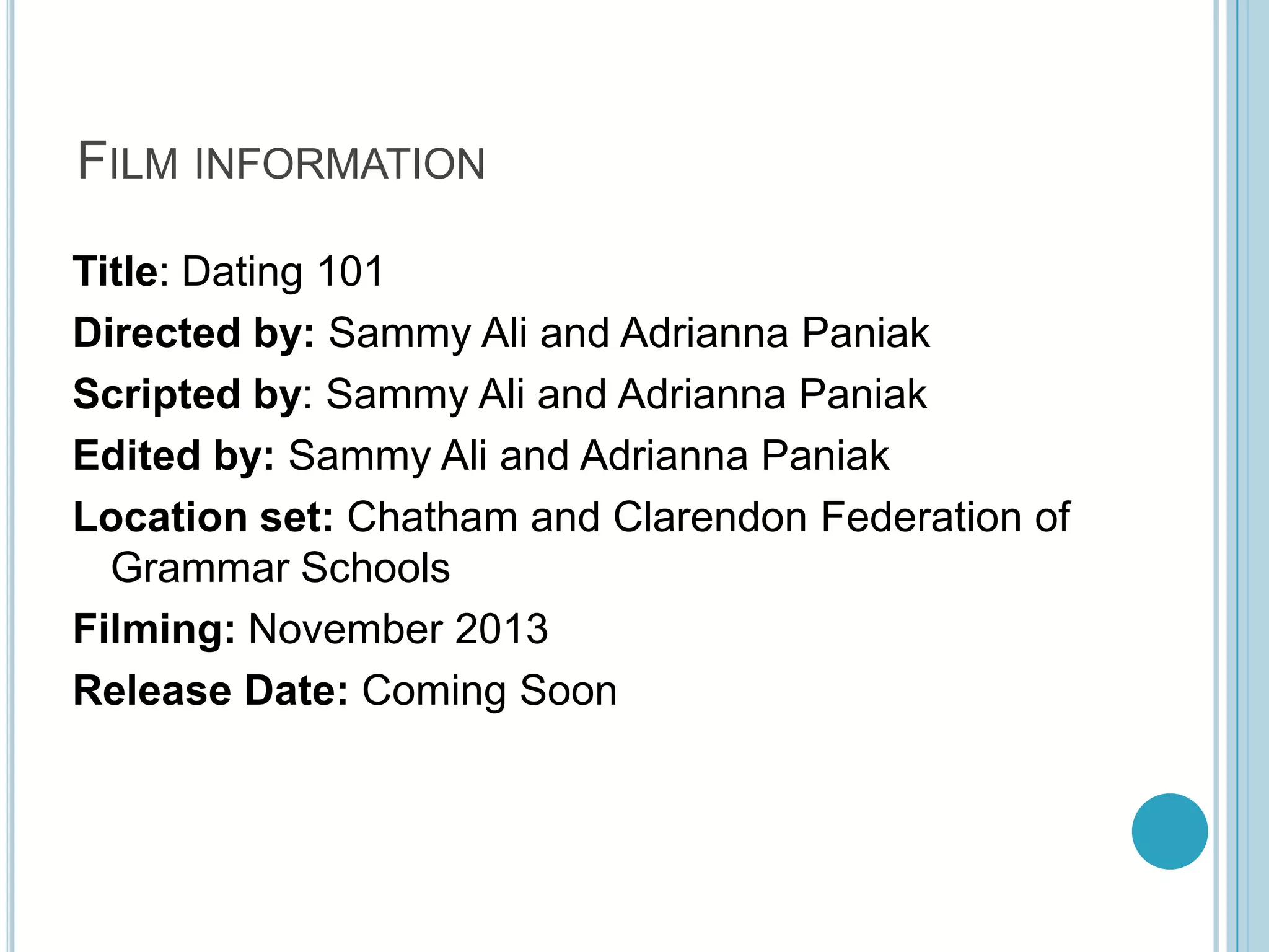 Production credits and film information | PPTX