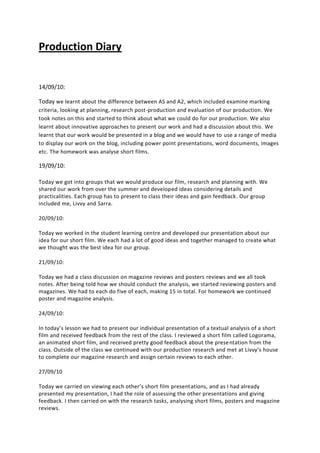 Production diary | DOCX