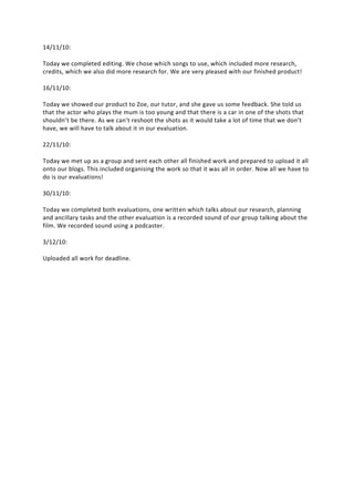 Production diary | DOCX