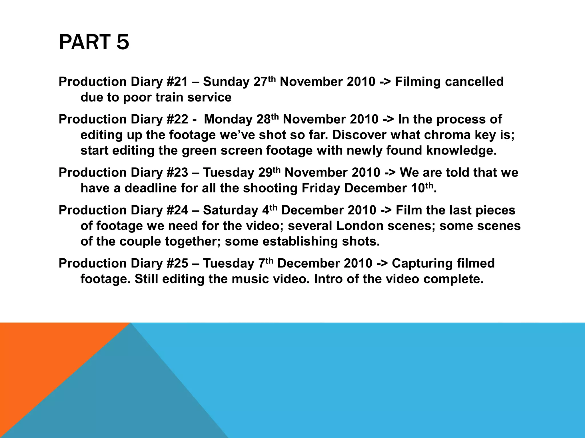 Production diary | PPT