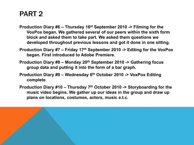 Production diary | PPT