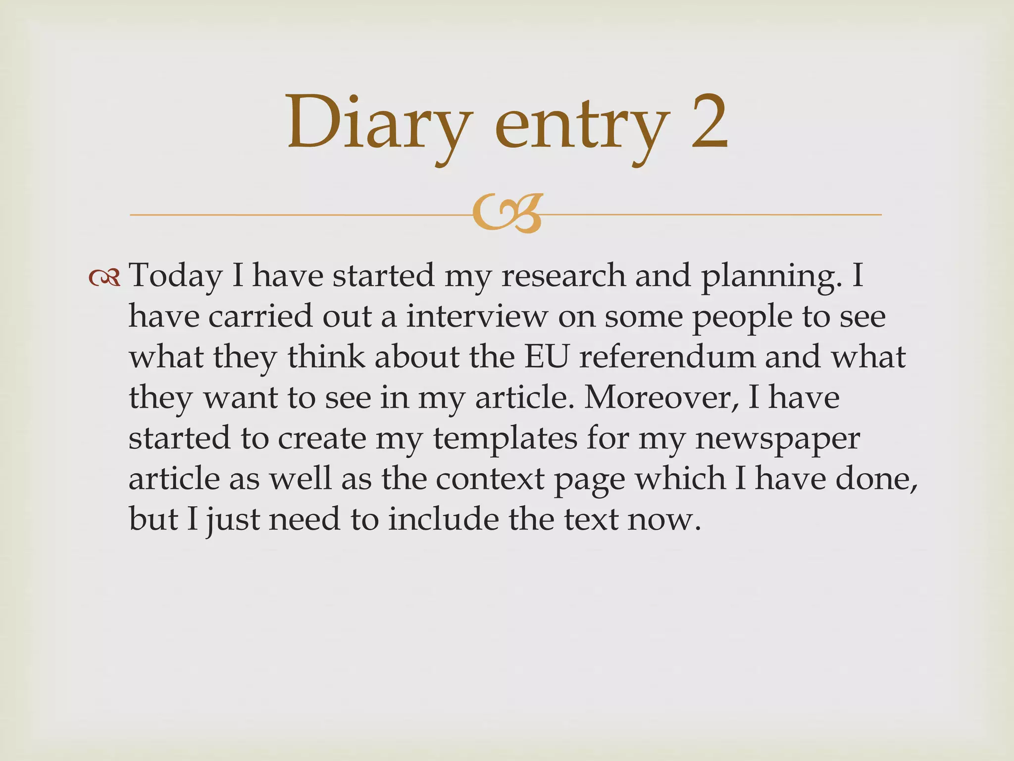 Production diary | PPT