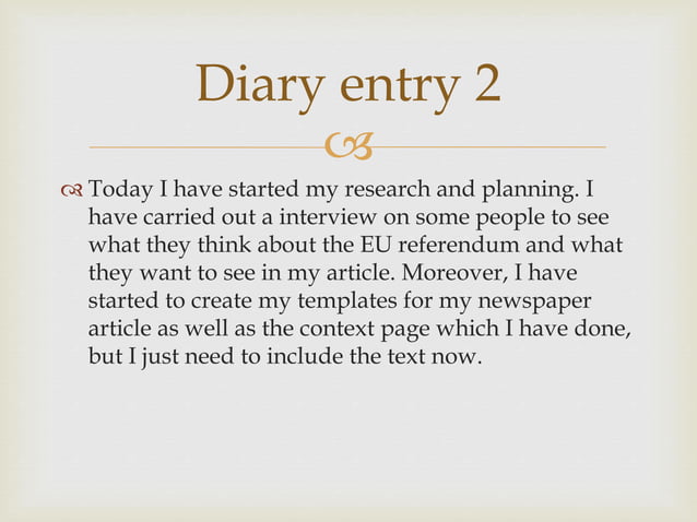 Production diary | PPT