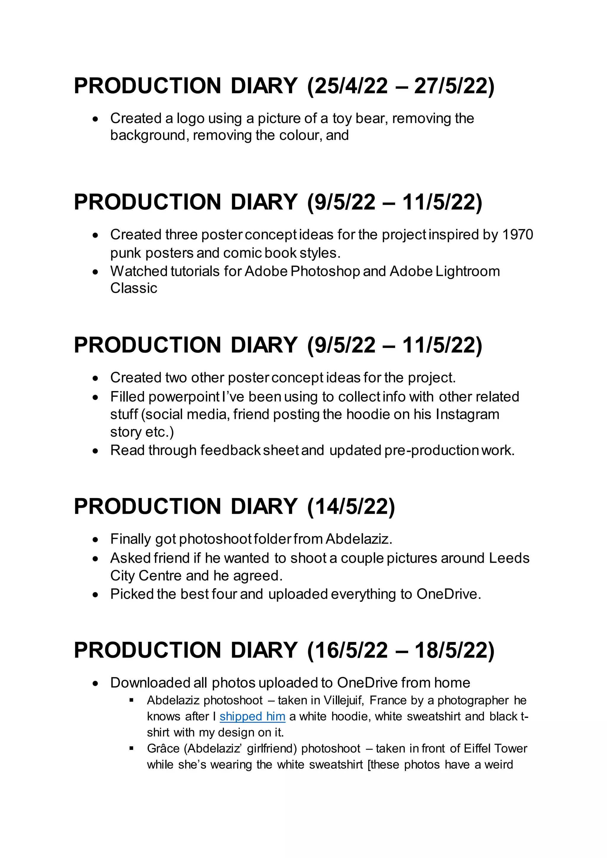 PRODUCTION DIARY 165.docx