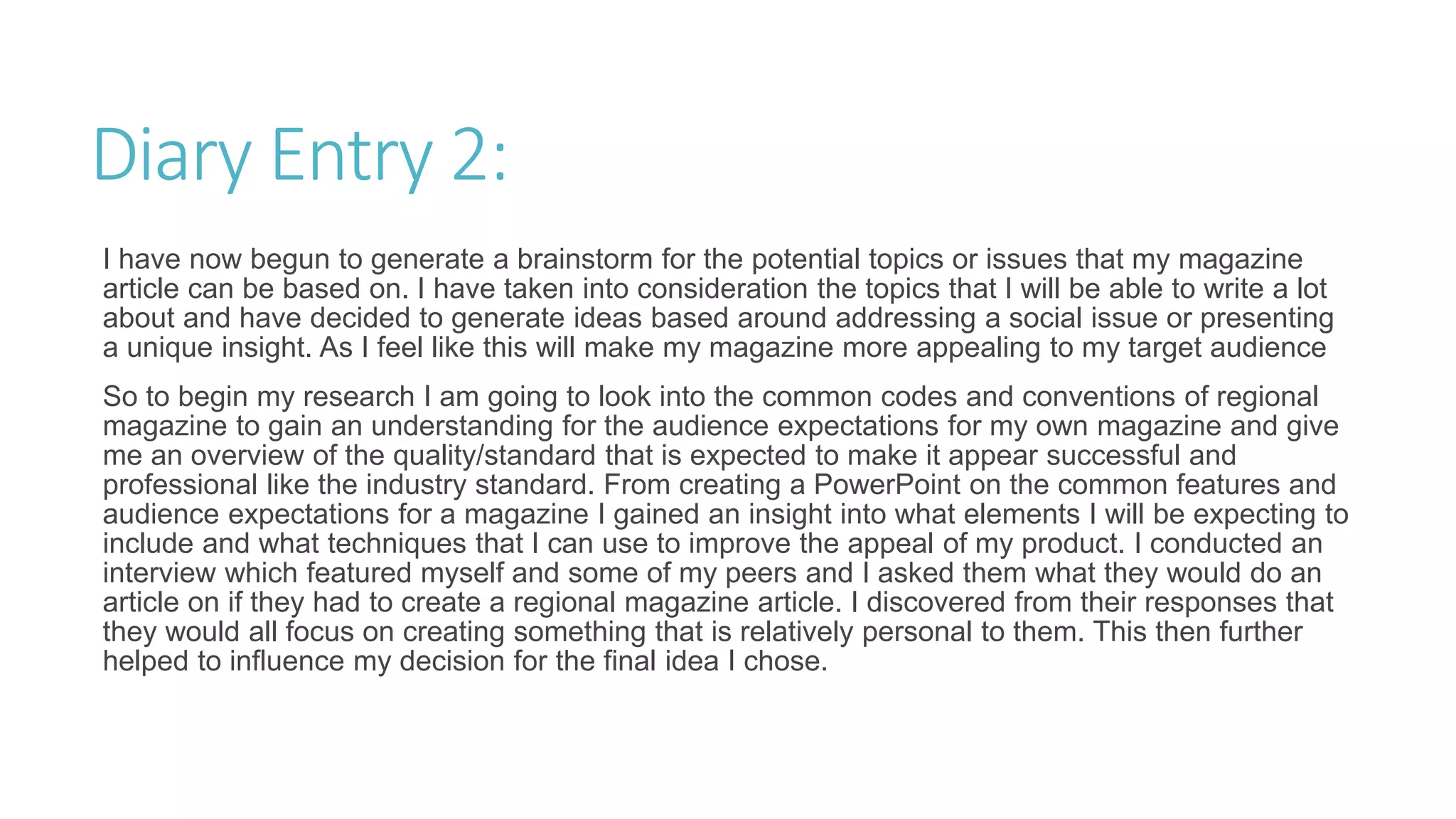 Production Diary | PPT