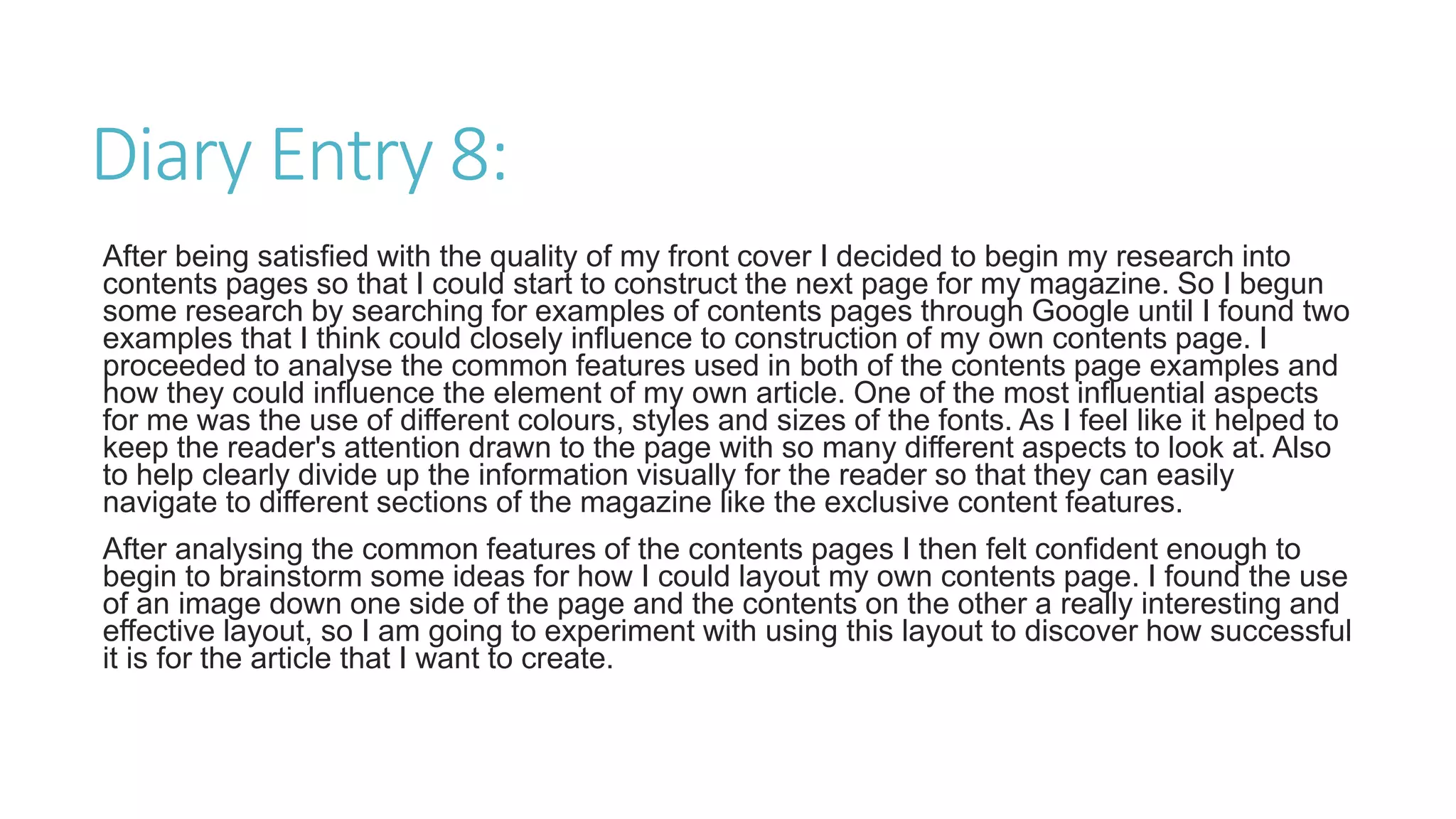 Production Diary | PPT