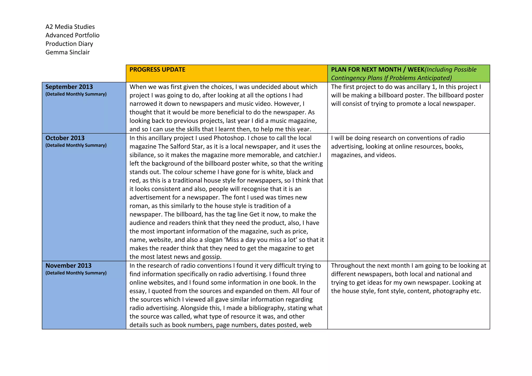 Production diary template | DOCX