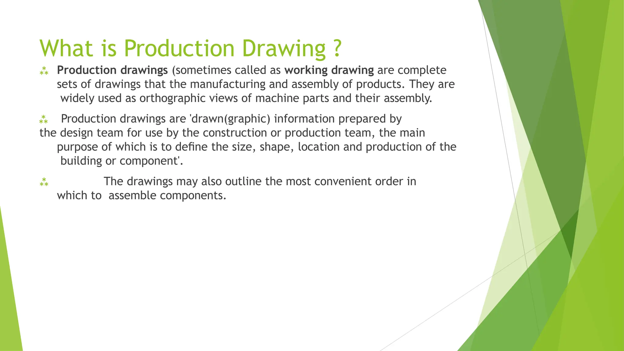 Introduction to production drawing and concepts | PPTX