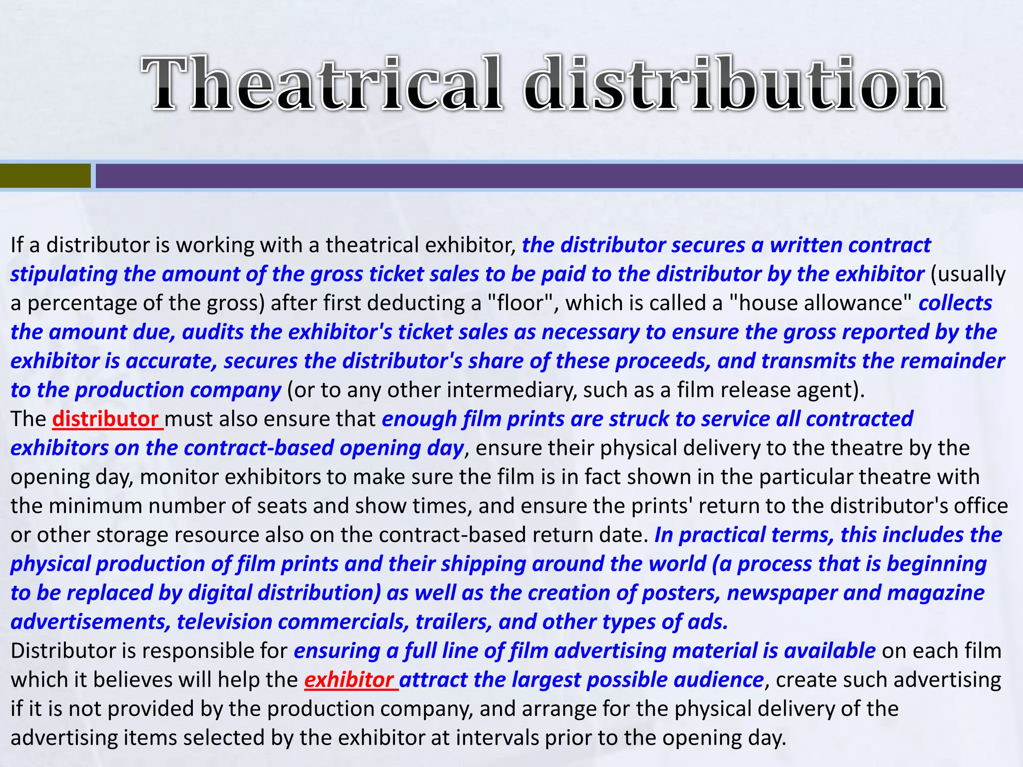 Production exhib and distr process | PPTX | Screenwriting | Content ...