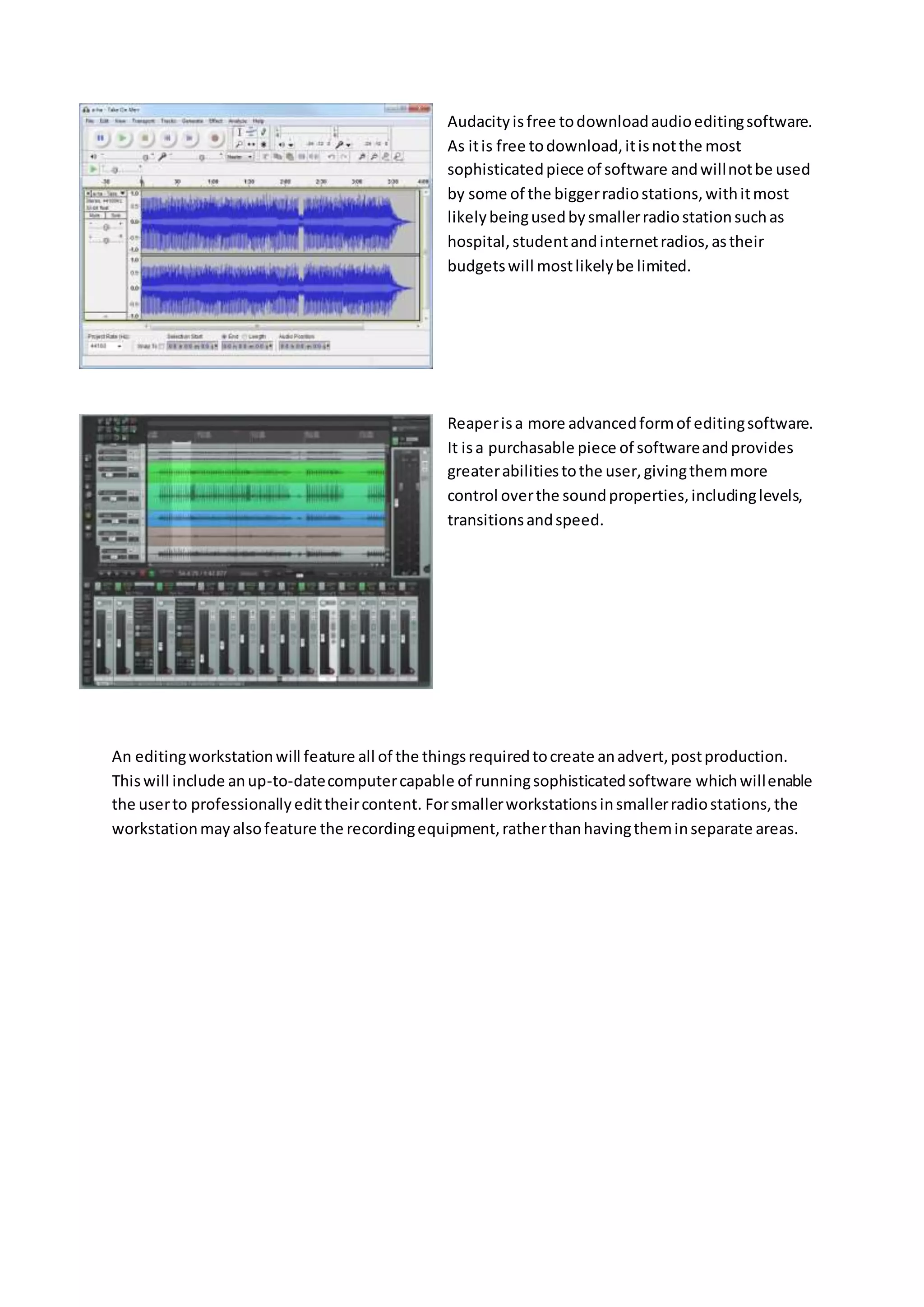 Production Facilities | DOCX | Digital Audio | Computer Software and Applications