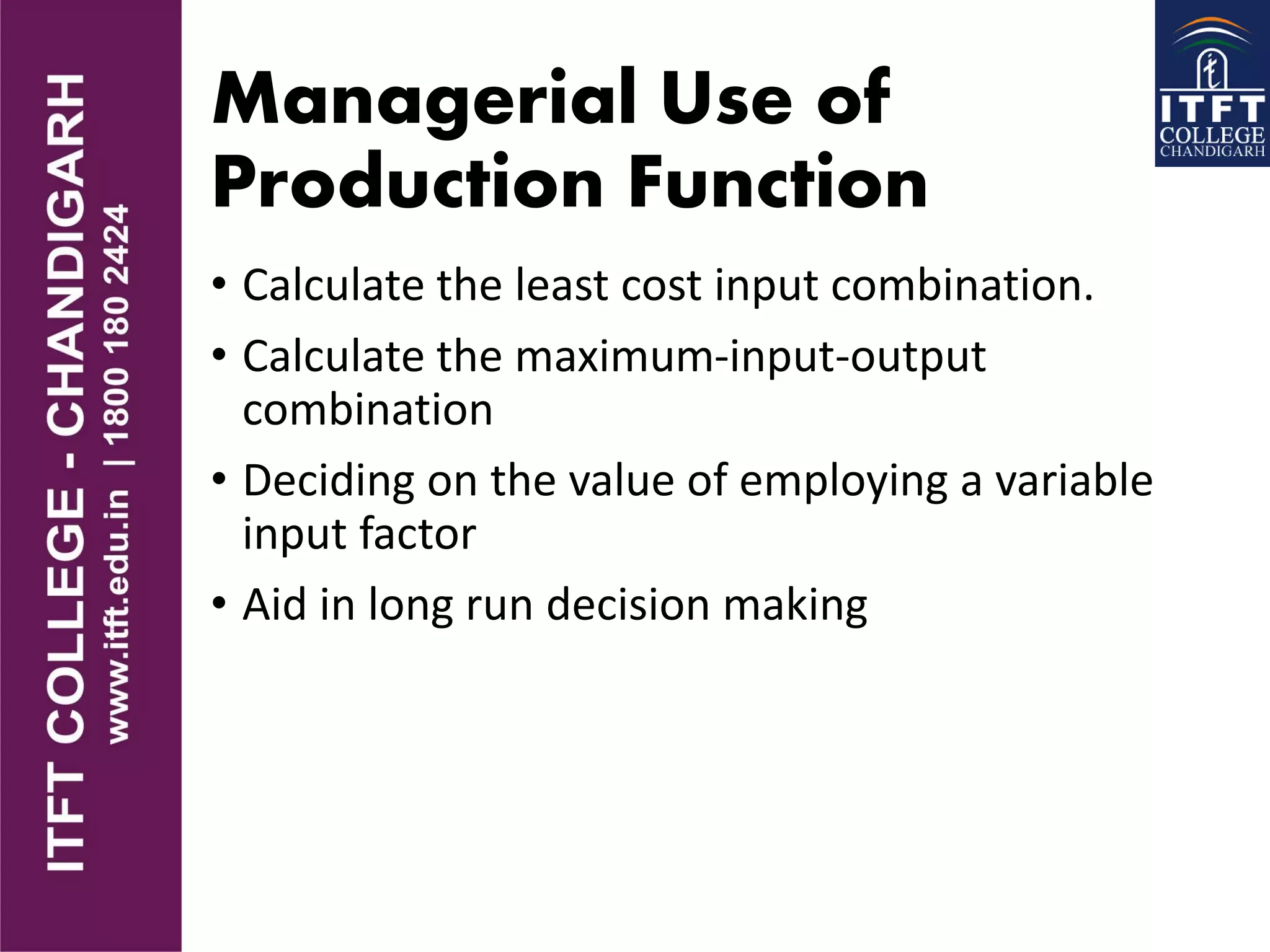ITFT-Production function | PPT