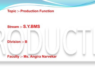 Production function on parle comany | PPTX