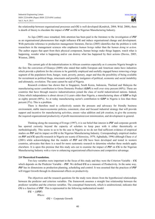 Production improvement function and corporate growth in the nigerian manufacturing industry | PDF