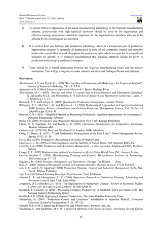 Production improvement function and corporate growth in the nigerian manufacturing industry | PDF