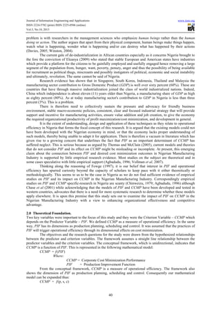 Production improvement function and corporate operational efficiency in the nigerian ...