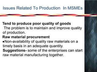 Production Issues in MSMEs | PPT