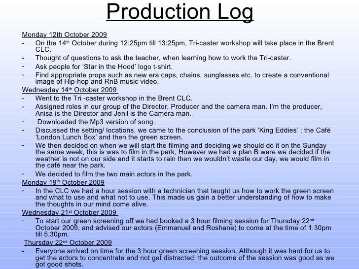 Production Log Production Log