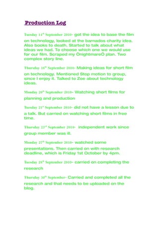 Production log | PDF