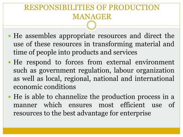 Production management | PPTX | Manufacturing Industry | Industries