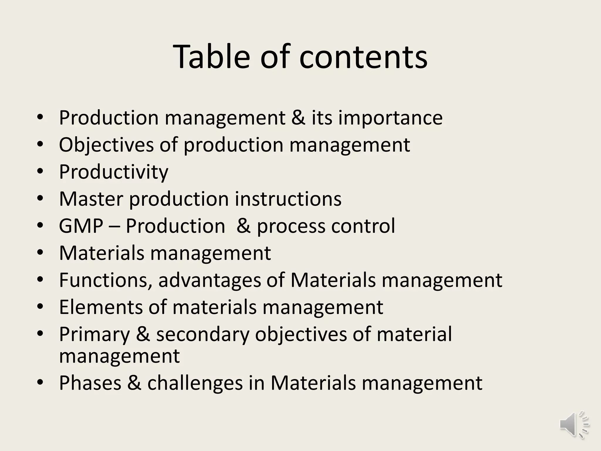Production Organization & Material Management | PPTX