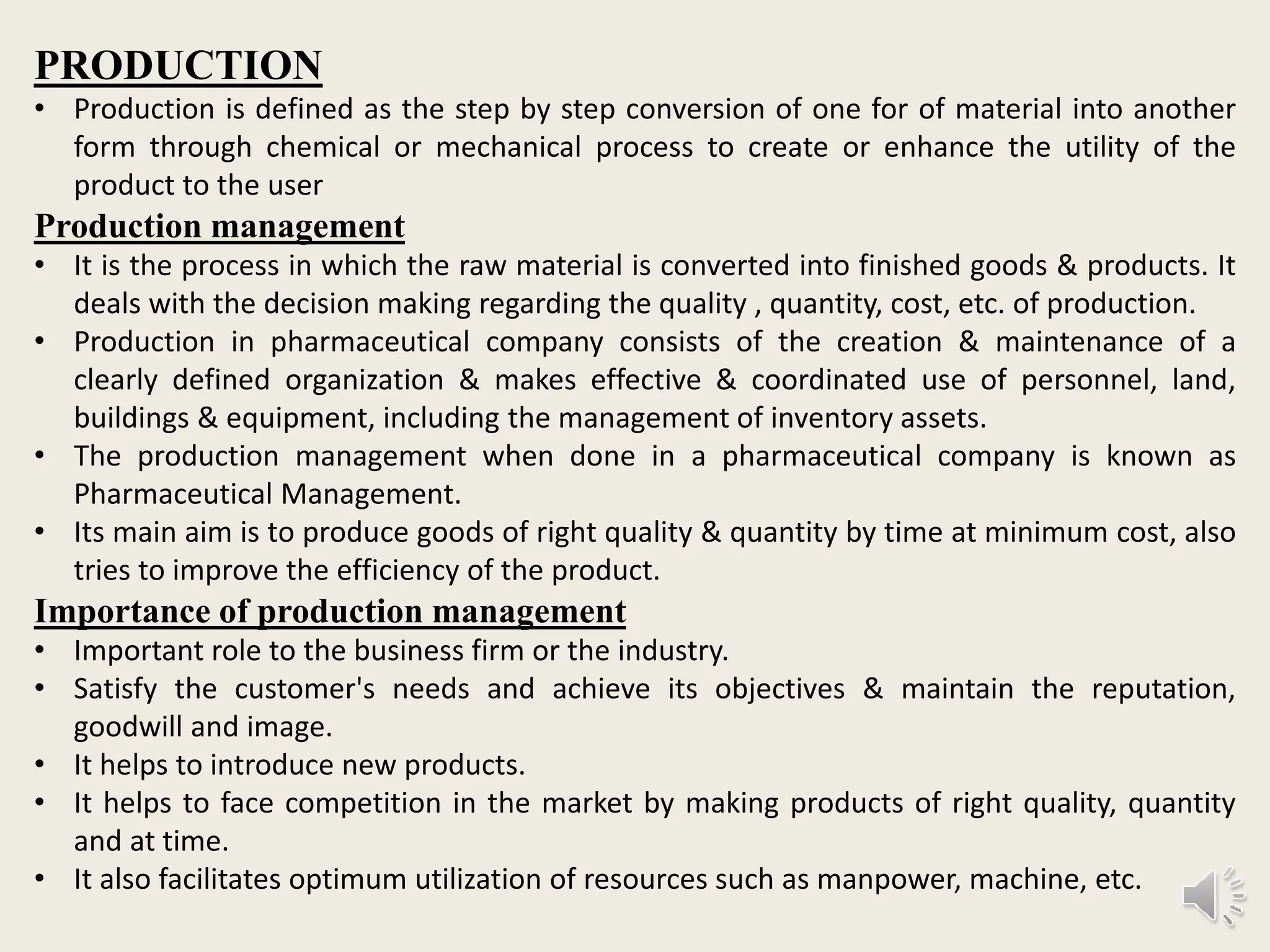 Production Organization & Material Management | PPTX