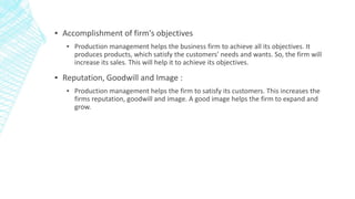 Production Management with it's objectives and functions | PPT