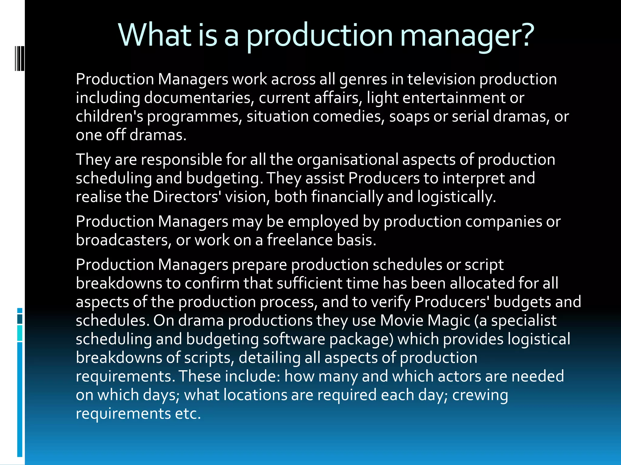 Production Manager Presentation | PPTX