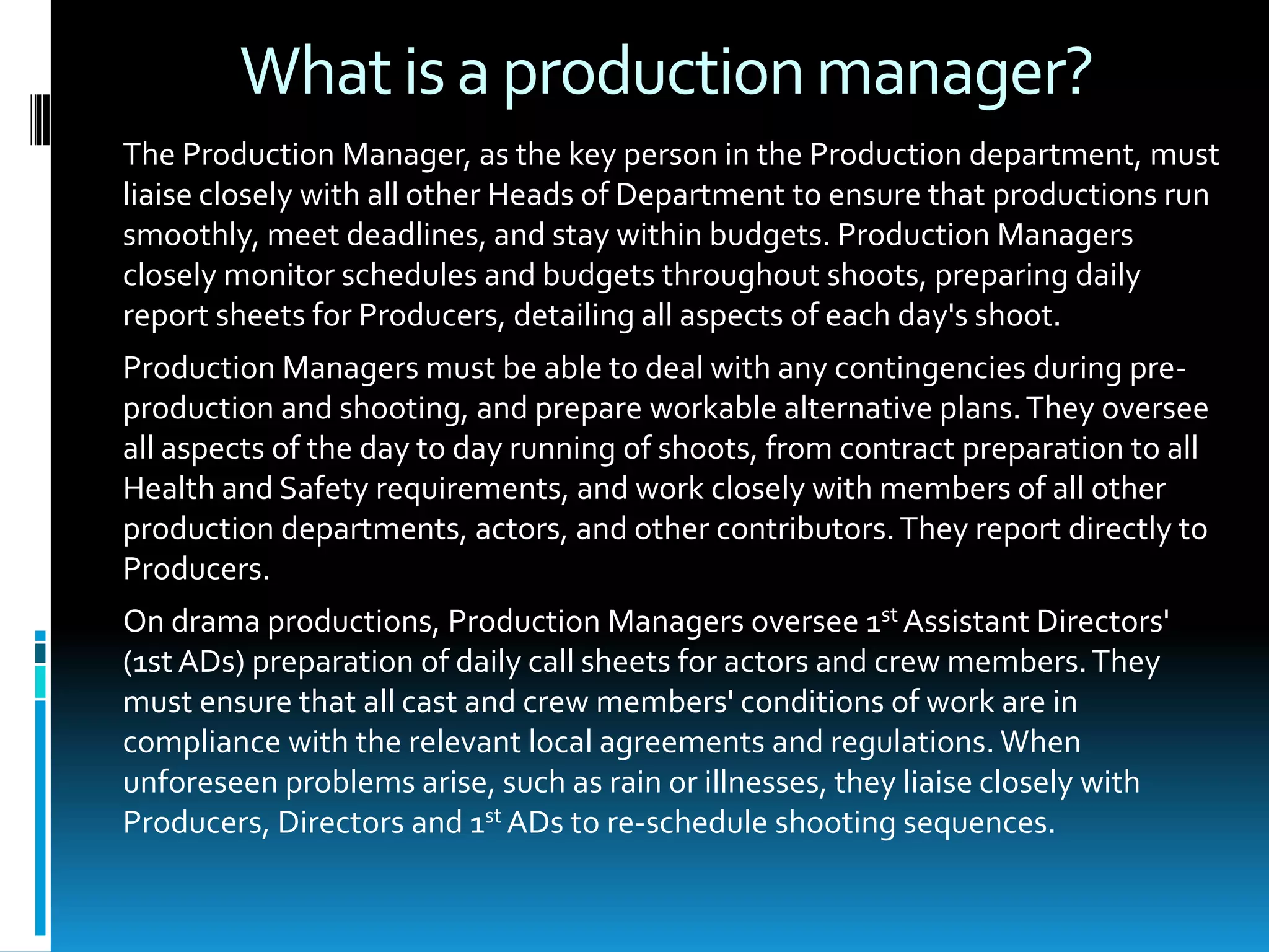 Production Manager Presentation | PPTX