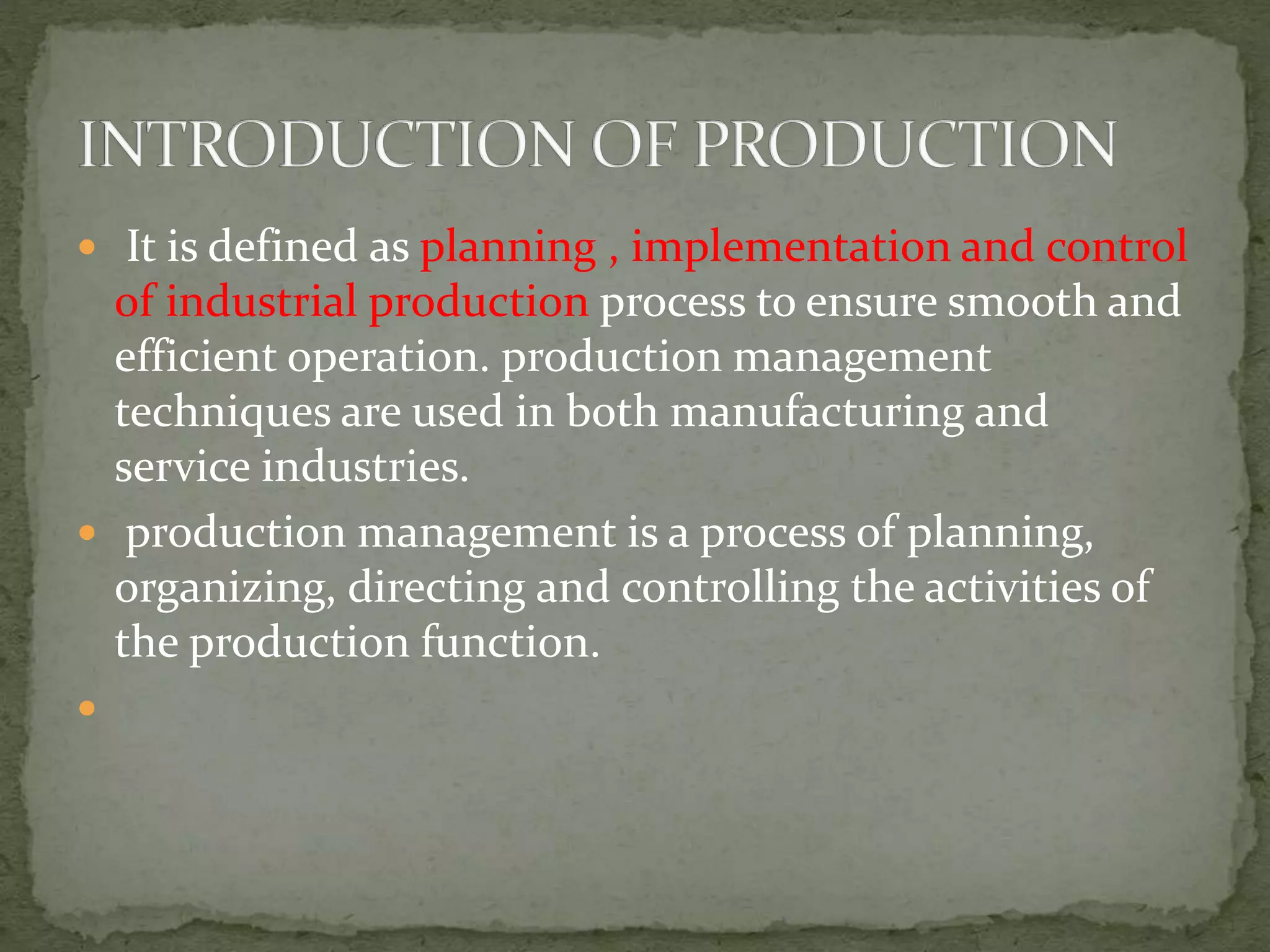 Production managment | PPT