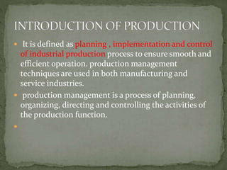 Production managment | PPT