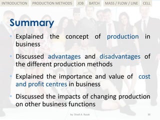 Operation Management: Production Methods | PDF