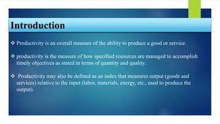 Production mgt(productivity ppt) | PPTX