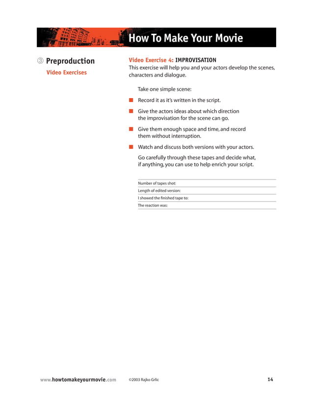 How To Make Your Movie "Production notebook" | PDF