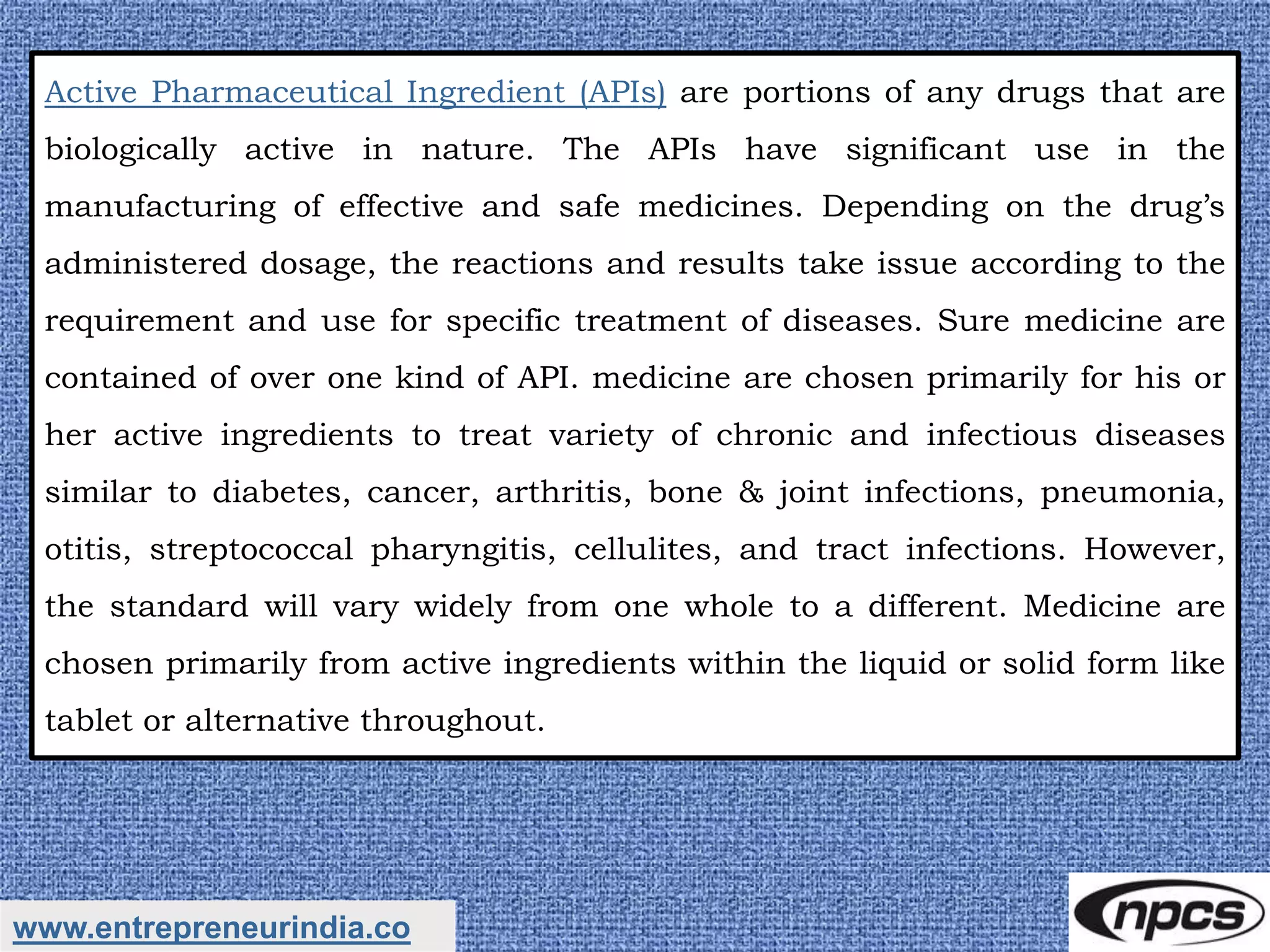 Production of active pharma ingredients (api) (amoxicillin trihydrate ...