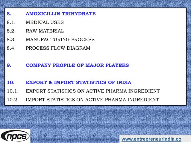 Production of active pharma ingredients (api) (amoxicillin trihydrate ...