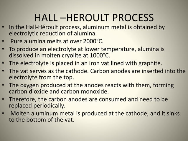aluminium production process | PPTX | Chemistry | Science